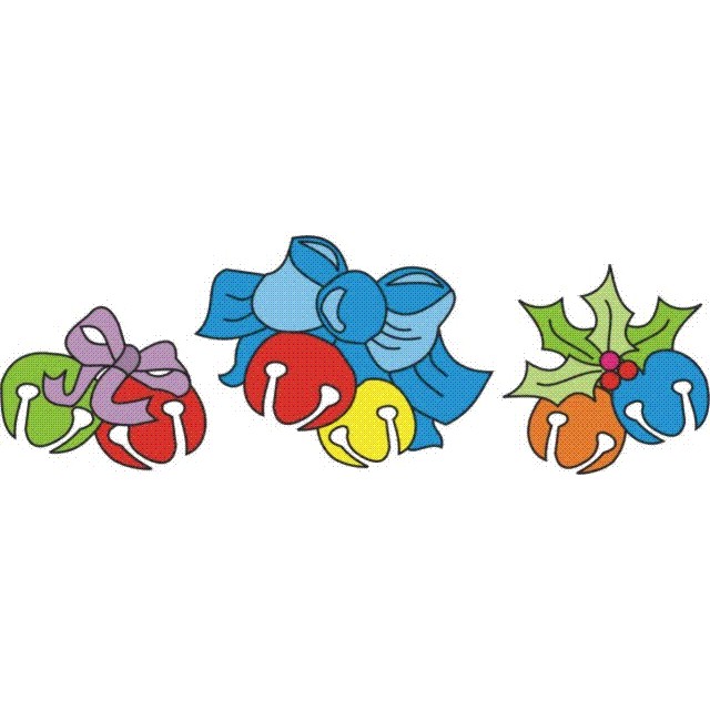 3 Bells #2 – Purple, Blue Ribbons & Holly – PatternsRus Seasonal ...