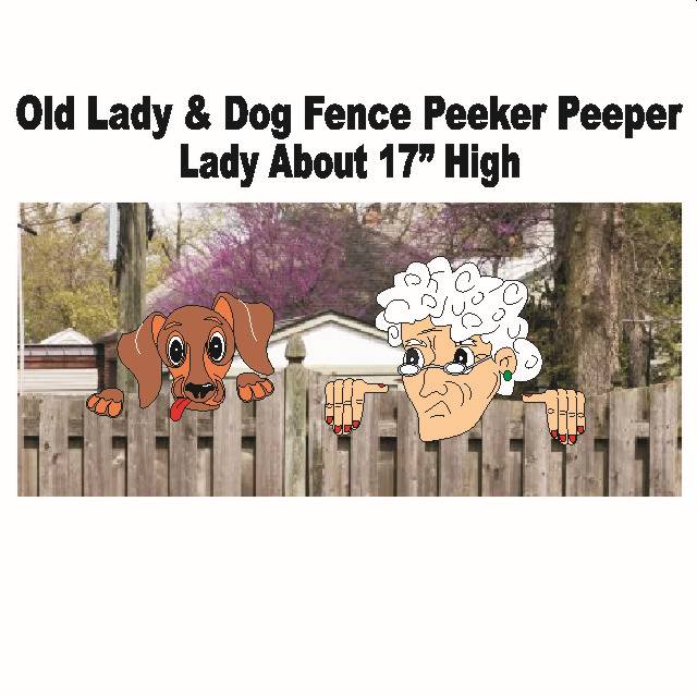 Old Lady And Dog Fence Peeker – PatternsRus Seasonal Woodworking Patterns