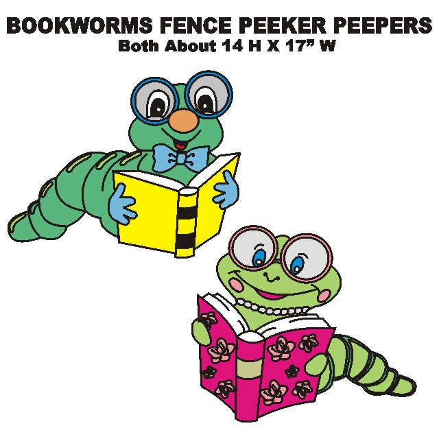 Bookworms Fence Peekers – PatternsRus Seasonal Woodworking Patterns